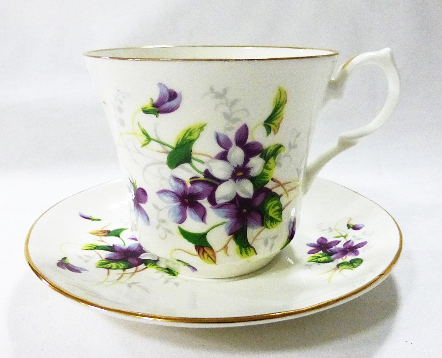 Springfield England Bone China Tea Cup and Saucer Lavender Violets ...