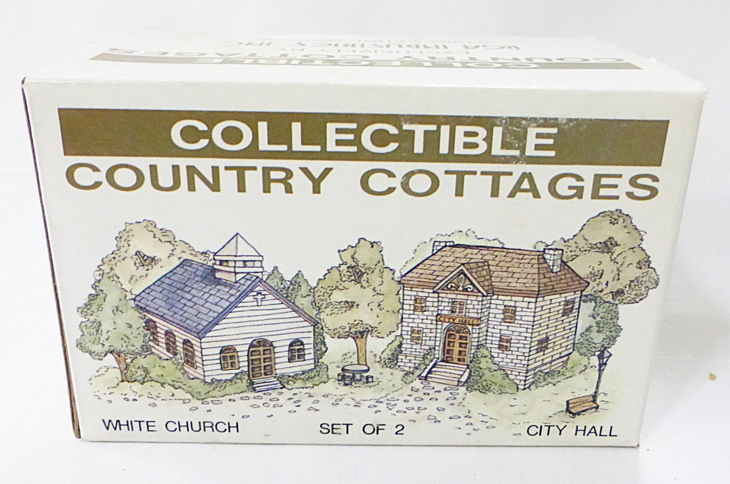 Ceramic Collectible Country Cottages Miniature Figurines White Church ...