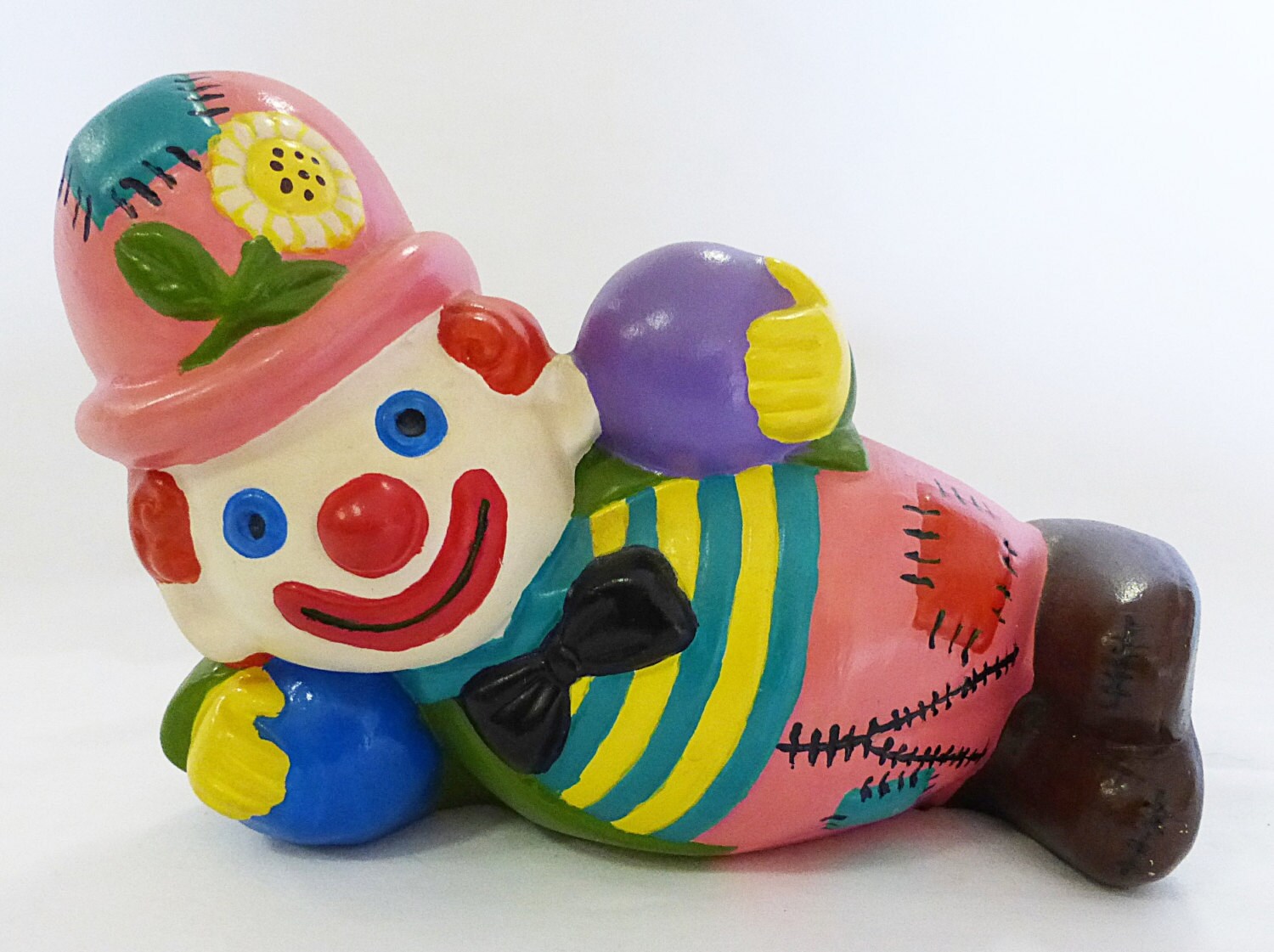 Vintage Ceramic Clown Figurine Home Decor Set of 2 Signed Hand Painted ...