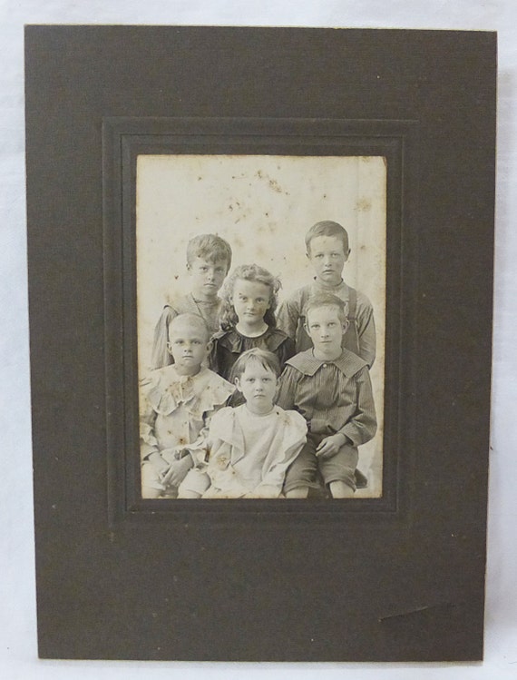 Antique Photograph Cabinet Card Portrait Family of 6 Kids - Etsy