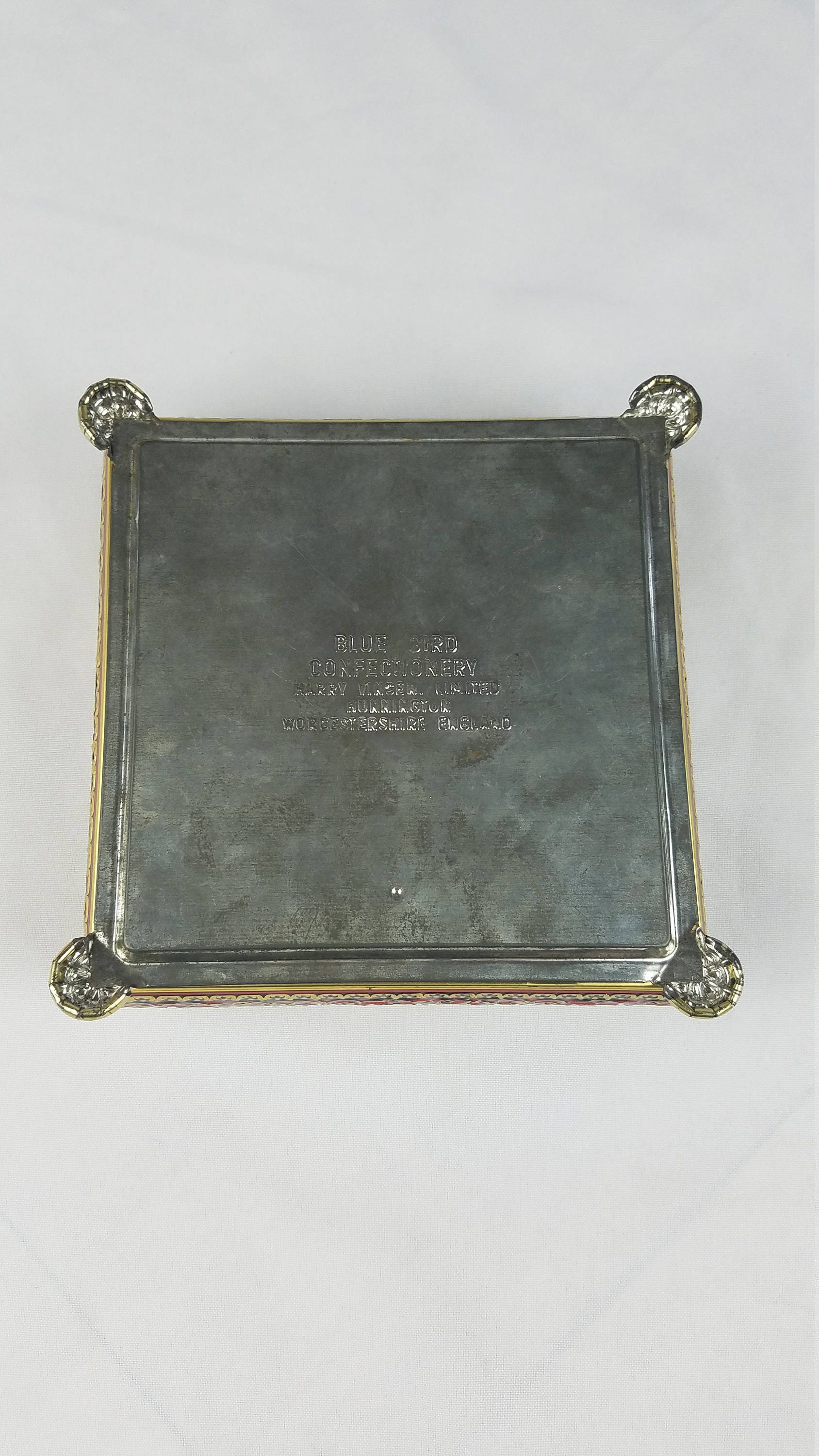 Vtg Blue Bird Confectionery Velvet Embossed Litho Tin Box England Gold ...