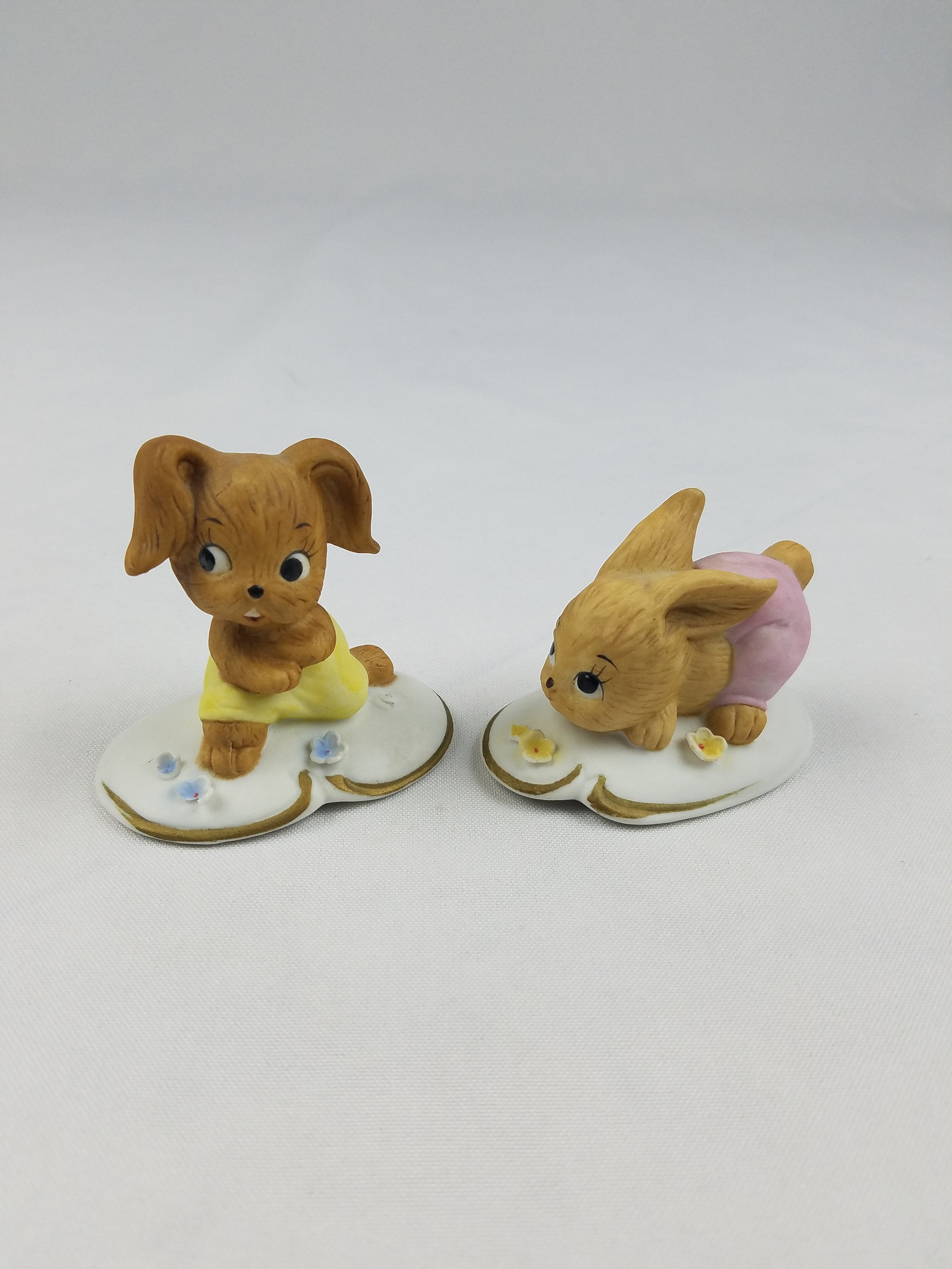 Lefton #7741 Bunnies Rabbits Hand Painted Ceramic Home Decor ...