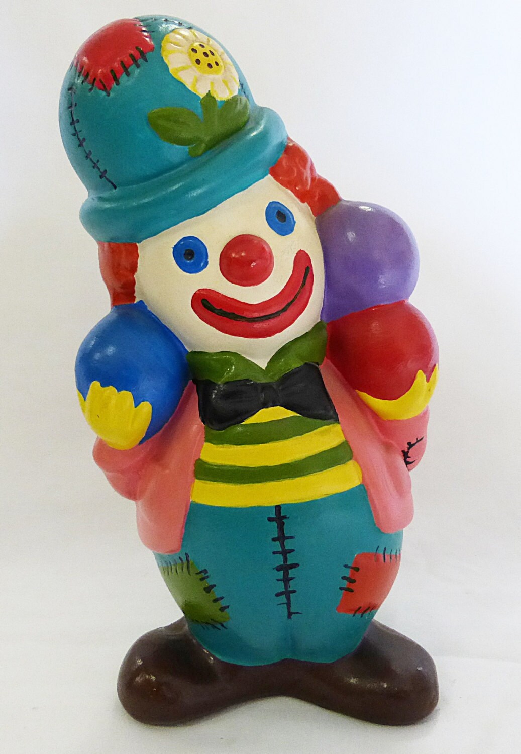 Vintage Ceramic Clown Figurine Home Decor Set of 2 Signed Hand Painted ...