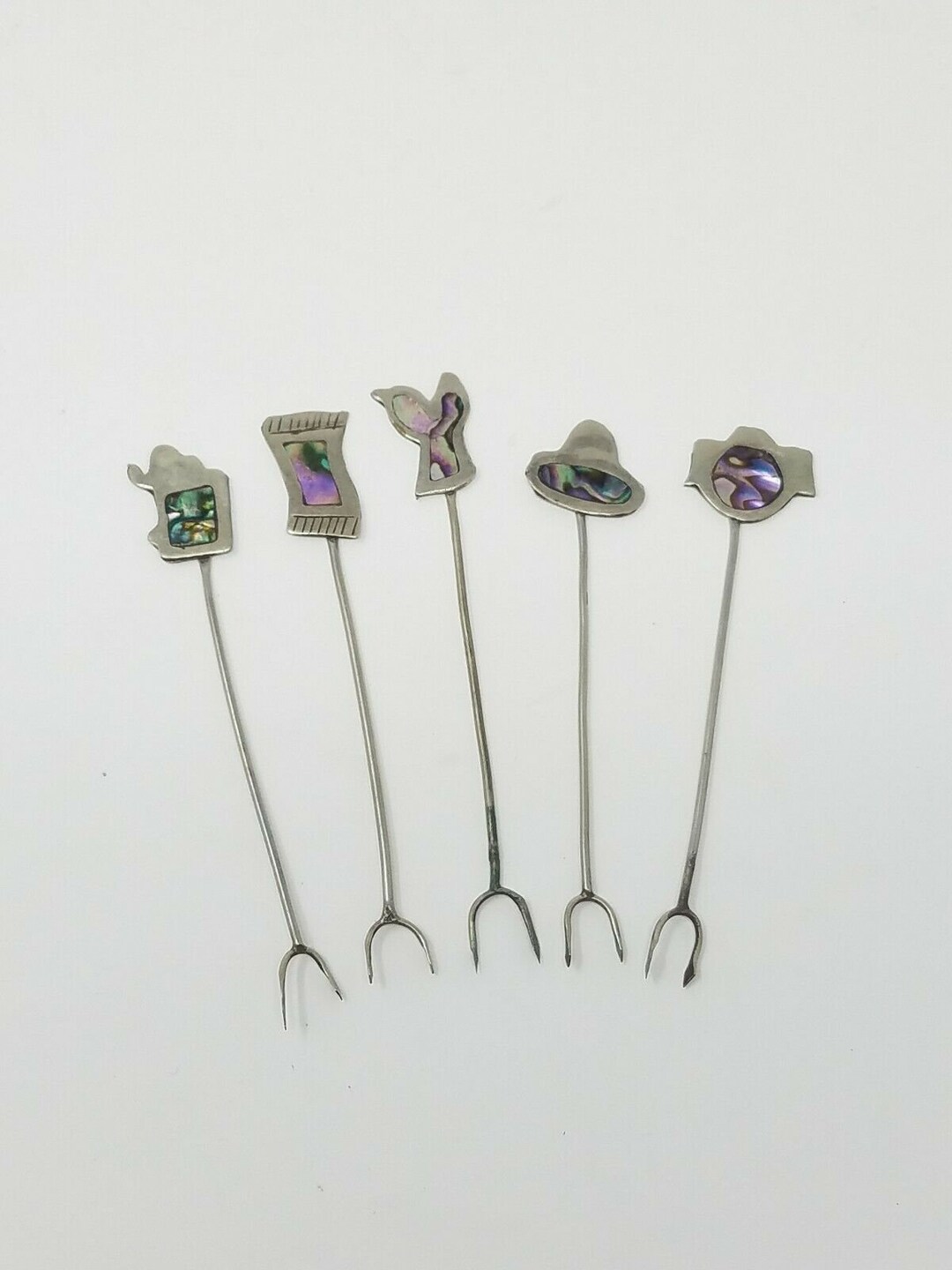 Vtg Mexican Alpaca and Abalone Cocktail Forks Picks Signed Set of 5 - Etsy