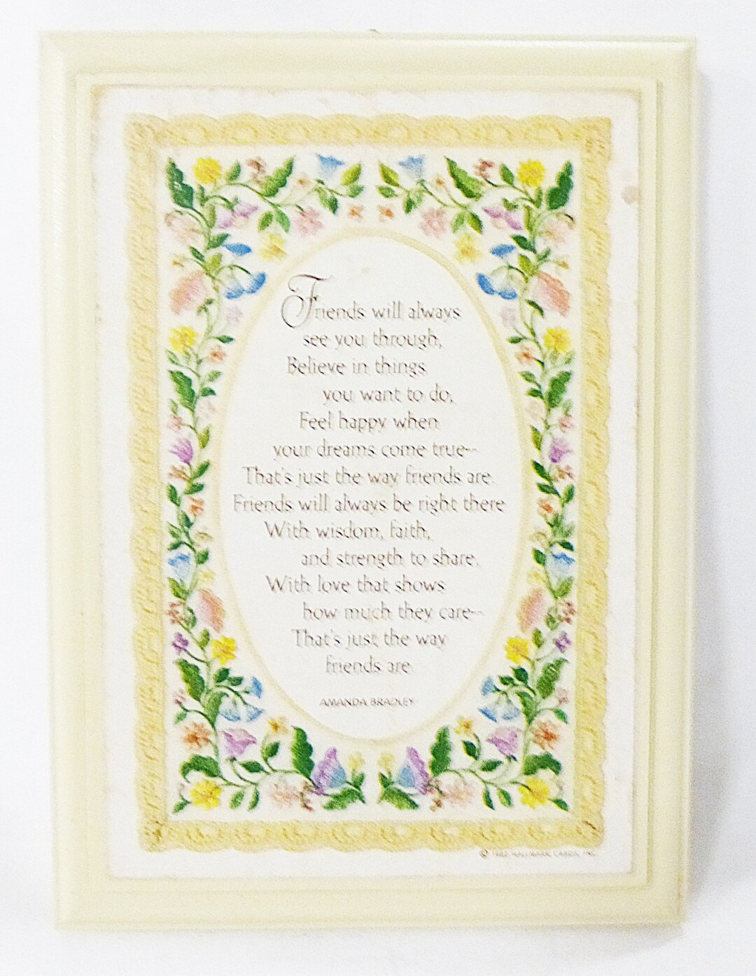 Hallmark Plaque Floral Cross Stitch Picture Wood Vintage Wall Decor ...