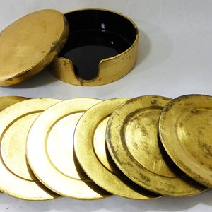 Vintage Plastic Golden Box With Set of 6 Golden 5" Plates - Etsy