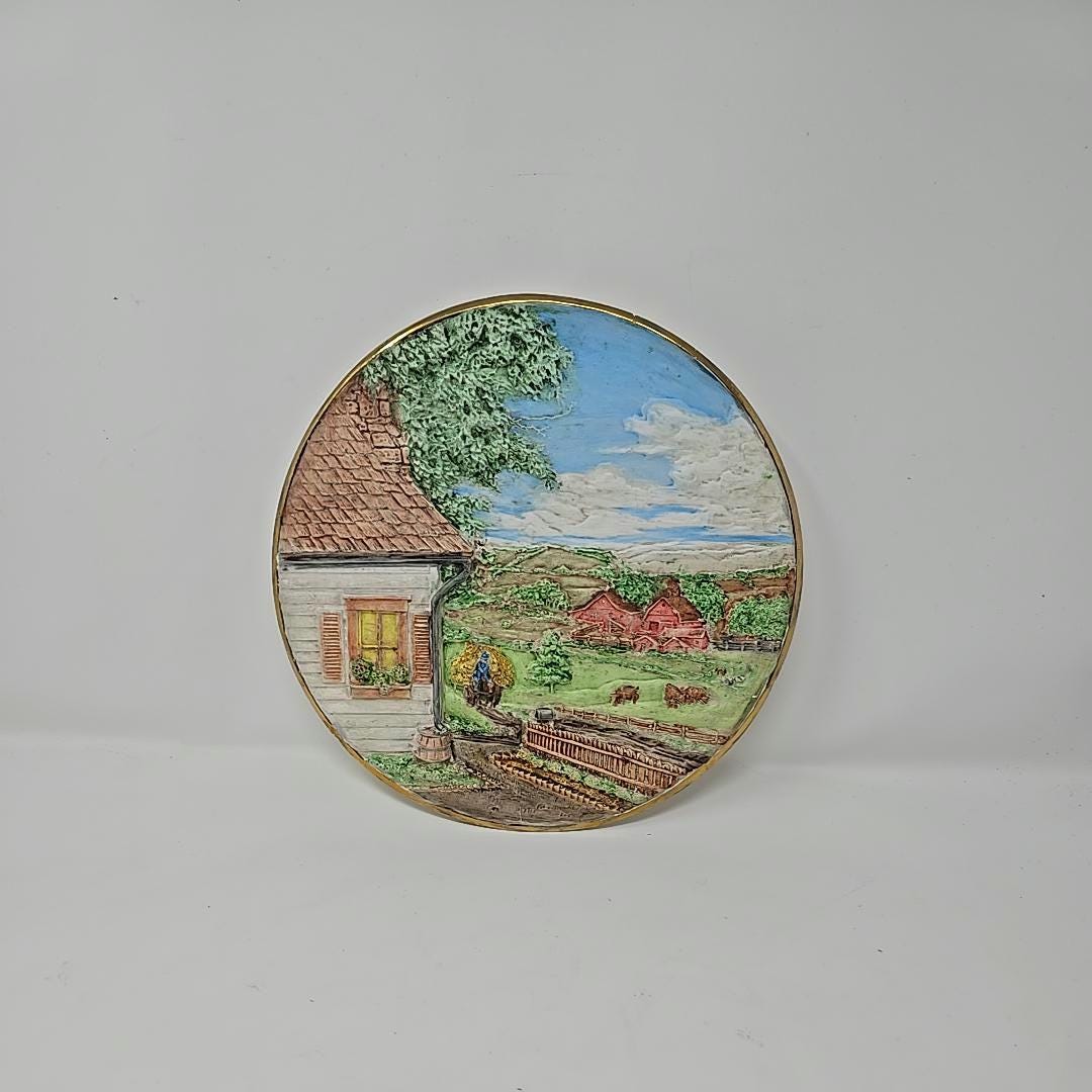 Vtg Byron Molds Plate 1980 Raised Ceramic Pottery Wall Hanging Hand ...