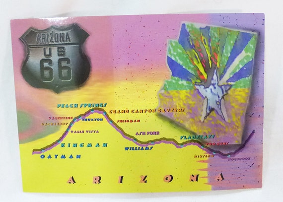 Arizona Route 66 Fun Time America Map Flagstaff Postcard - Etsy