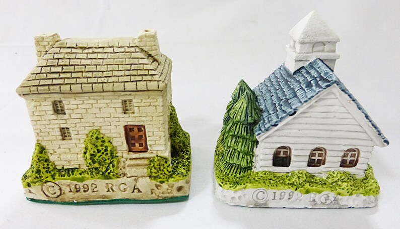 Ceramic Collectible Country Cottages Miniature Figurines White Church ...
