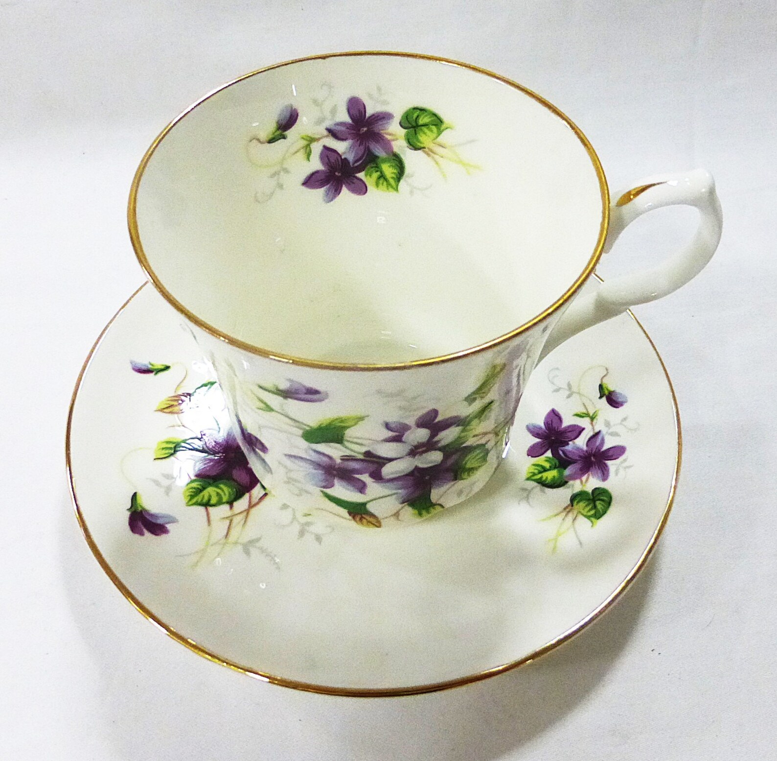 Springfield England Bone China Tea Cup and Saucer Lavender Violets ...