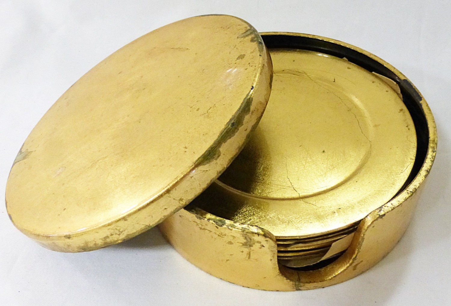 Vintage Plastic Golden Box With Set of 6 Golden 5 Plates - Etsy