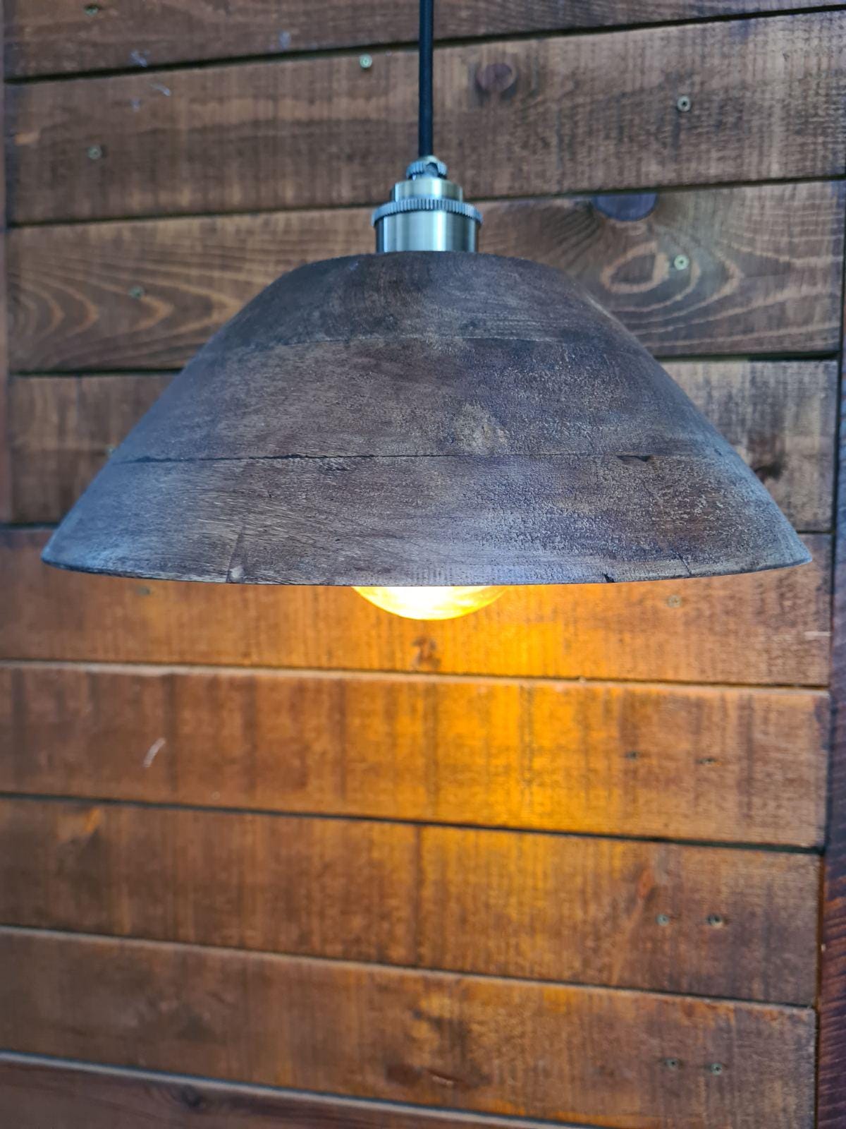 Handmade Rustic Wood Pendant Light. Mango Wood Ceiling Lamp With Metal ...