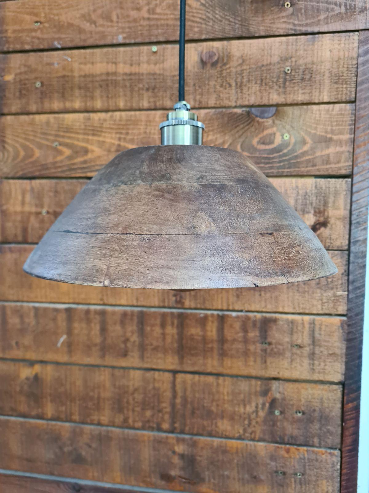 Handmade Rustic Wood Pendant Light. Mango Wood Ceiling Lamp With Metal ...