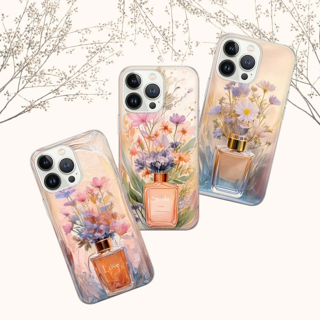 Perfume Phone Case Pastel Wildflower Cover for iPhone 16e, 15, 14, 13 ...