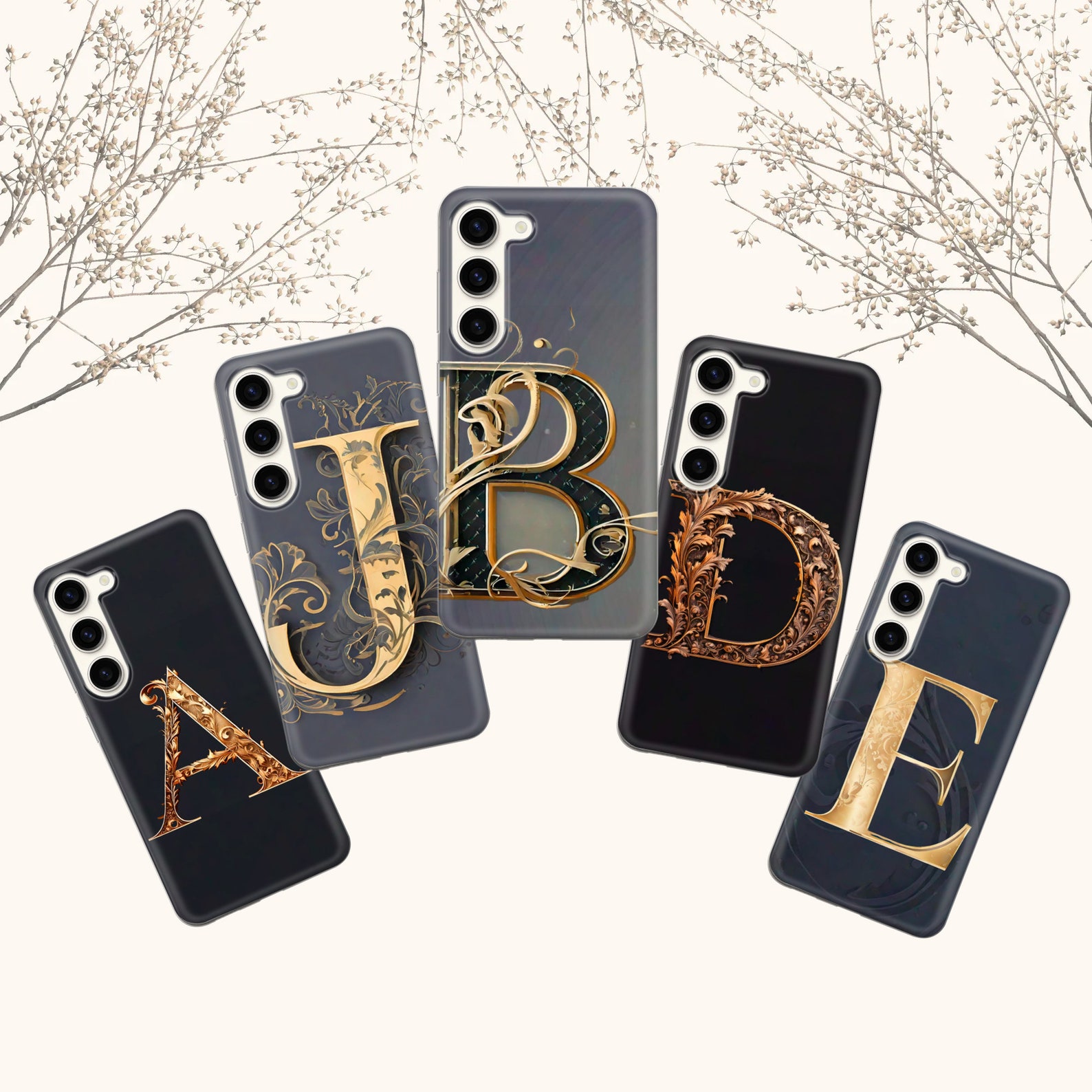 Handwriting Letter Phone Case Alphabet Cover for Samsung Galaxy S24 S23 ...