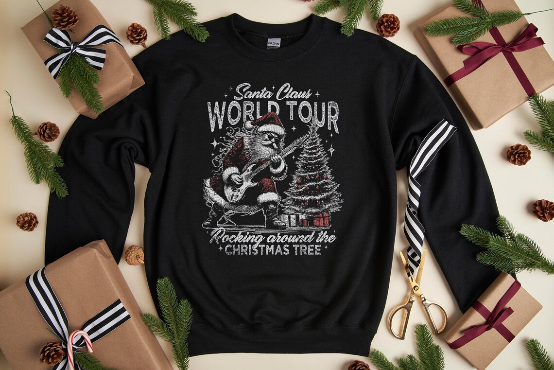 Santa Claus World Tour Christmas Sweatshirt, Santa World Tour Crewneck ...