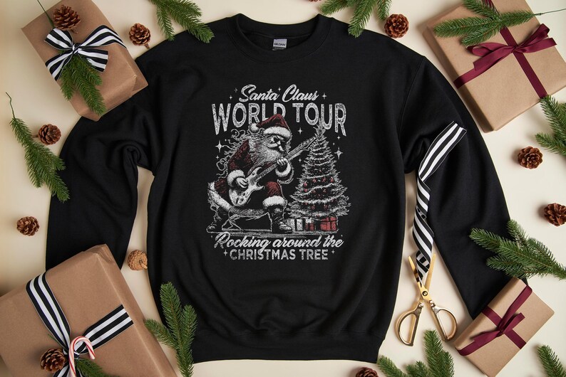 Santa Claus World Tour Christmas Sweatshirt, Santa World Tour Crewneck ...