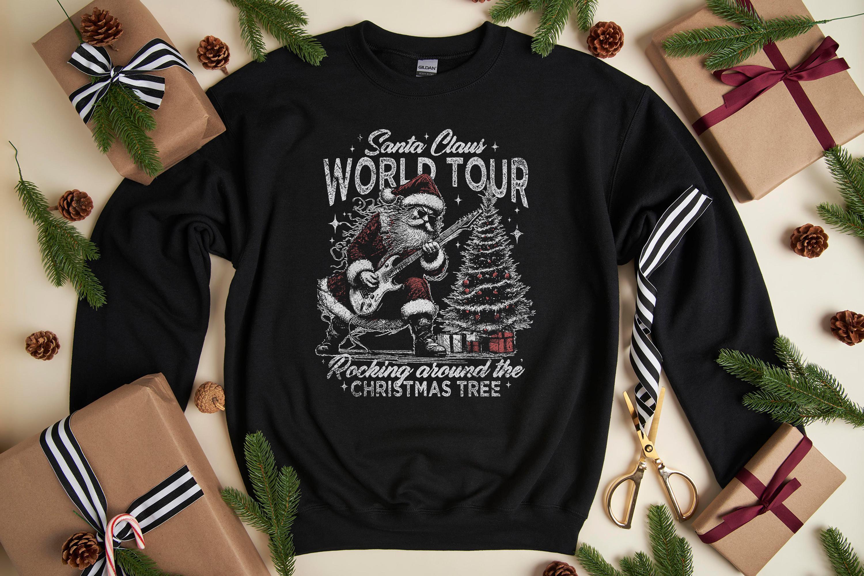 Santa Claus World Tour Christmas Sweatshirt, Santa World Tour Crewneck ...