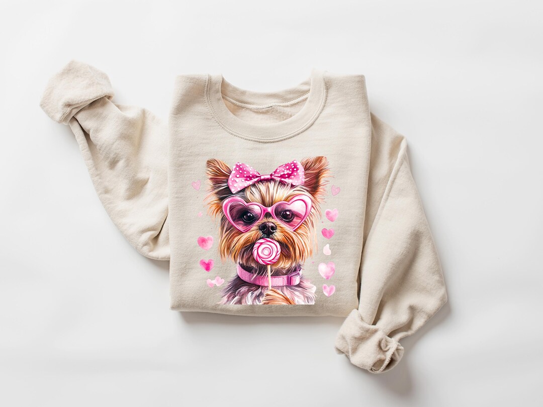 Cute Yorkie T-shirt, Cute Yorkshire Terrier Valentine's Day Sweatshirt ...
