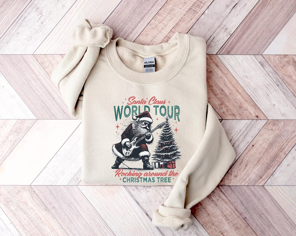 Santa Claus World Tour Christmas Sweatshirt, Santa World Tour Crewneck ...