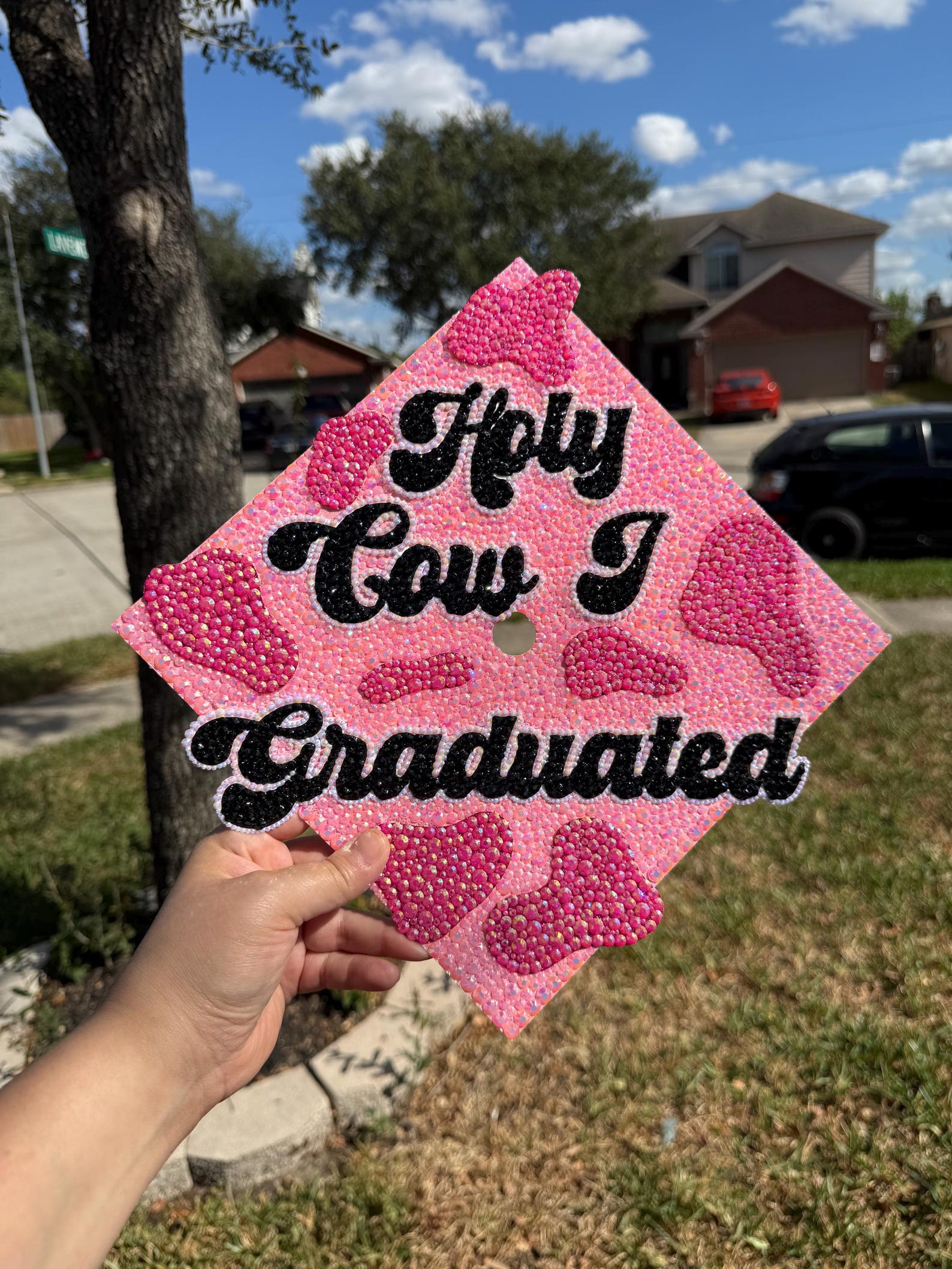 Ready to Ship Holy Cow I Graduated Bedazzled Bling Rhinestone Grad Cap ...