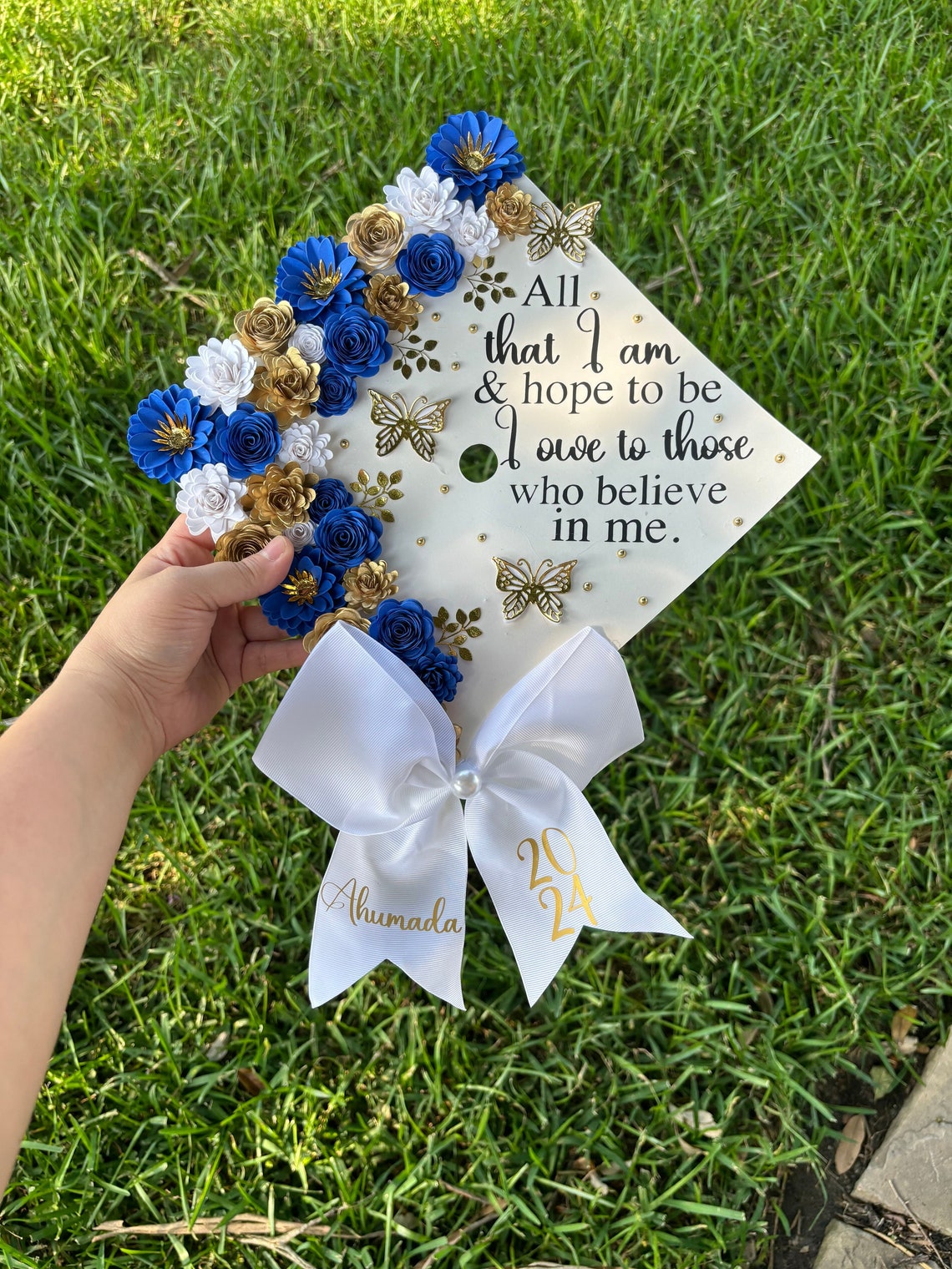 Graduation Cap Grad Cap Graduation Decor Class of 2024 Paper Flowers ...