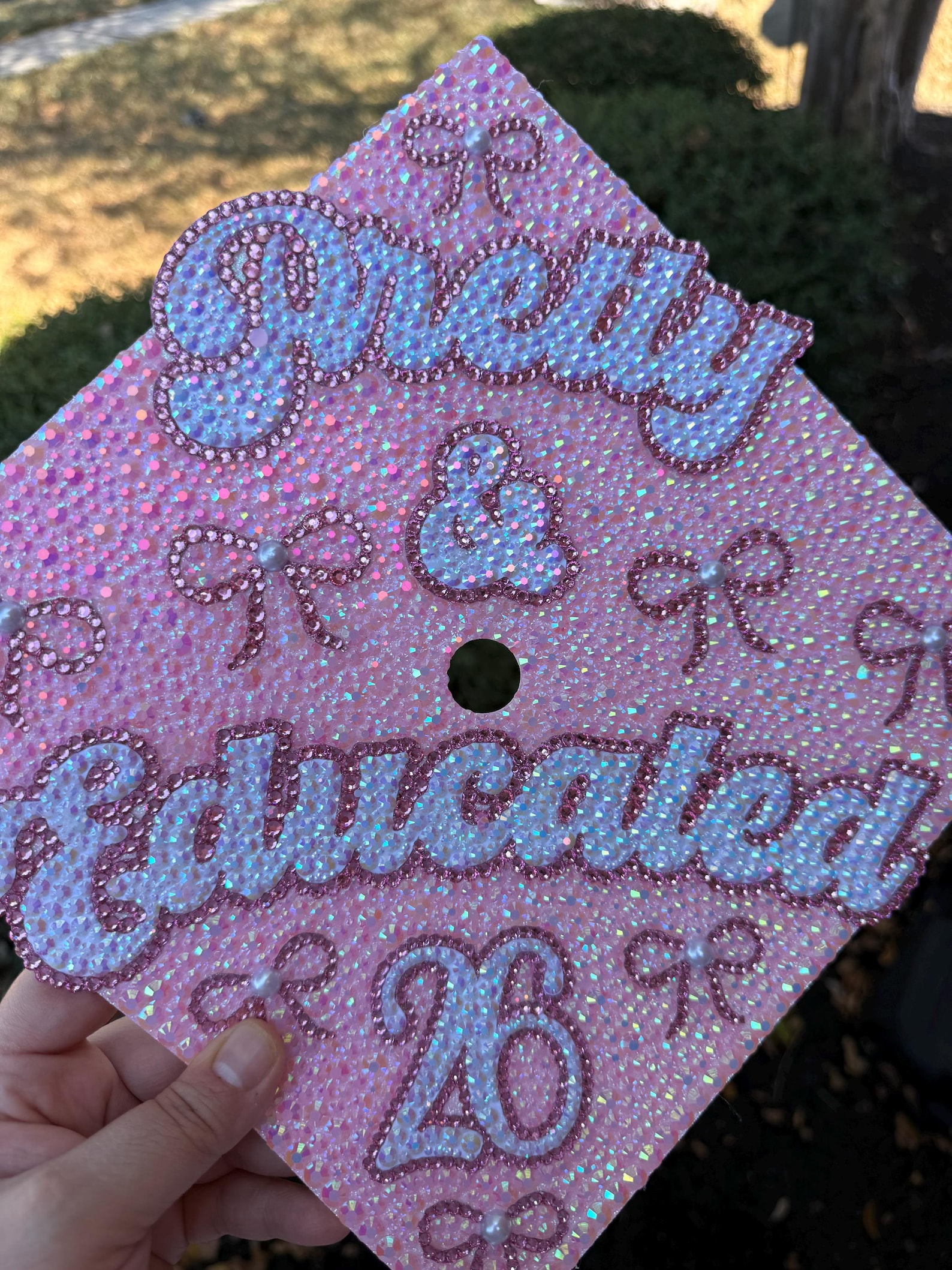 Coquette Pretty & Educated Cap Bedazzled Bling Rhinestone Grad Cap ...