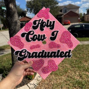 Ready to Ship Holy Cow I Graduated Bedazzled Bling Rhinestone Grad Cap ...