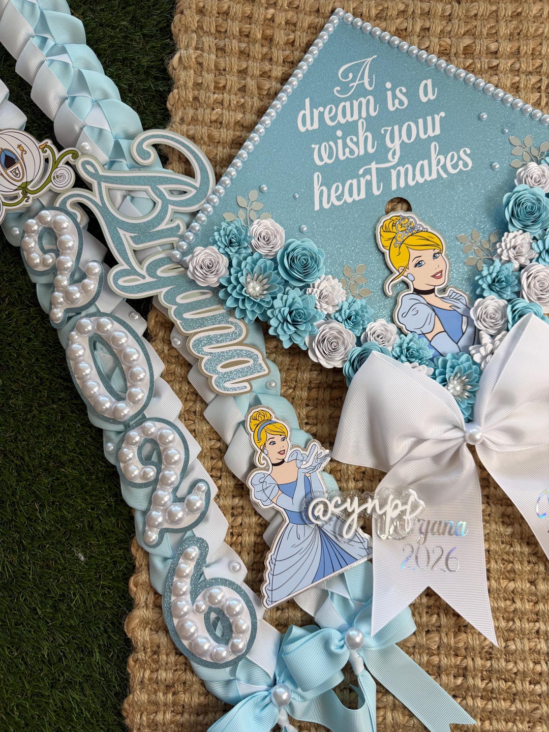 Girly Blue Princess Graduation Lei Grad Cap Promotion Gift Lei Senior ...