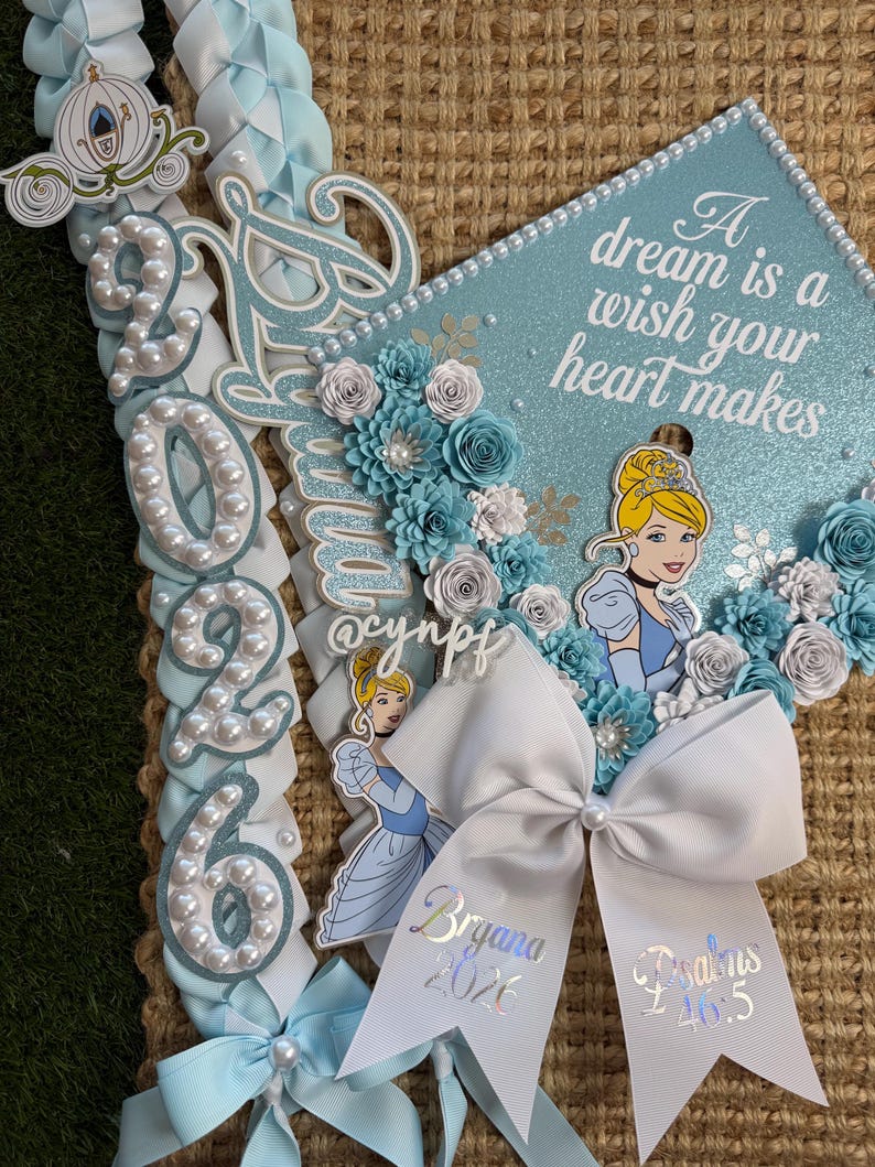 Girly Blue Princess Graduation Lei Grad Cap Promotion Gift Lei Senior ...