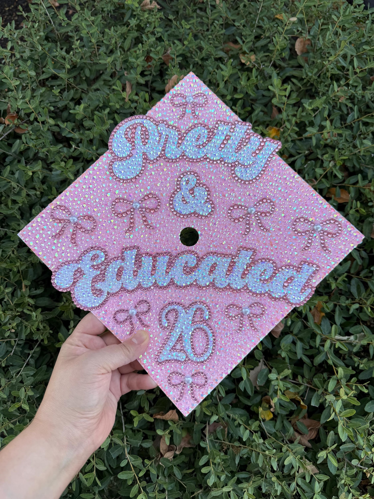 Coquette Pretty & Educated Cap Bedazzled Bling Rhinestone Grad Cap ...