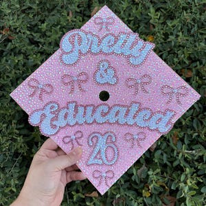 Coquette Pretty & Educated Cap Bedazzled Bling Rhinestone Grad Cap ...