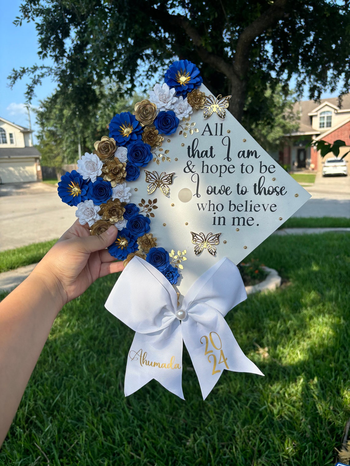 Graduation Cap Grad Cap Graduation Decor Class of 2024 Paper Flowers ...