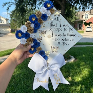 Graduation Cap Grad Cap Graduation Decor Class of 2024 Paper Flowers ...