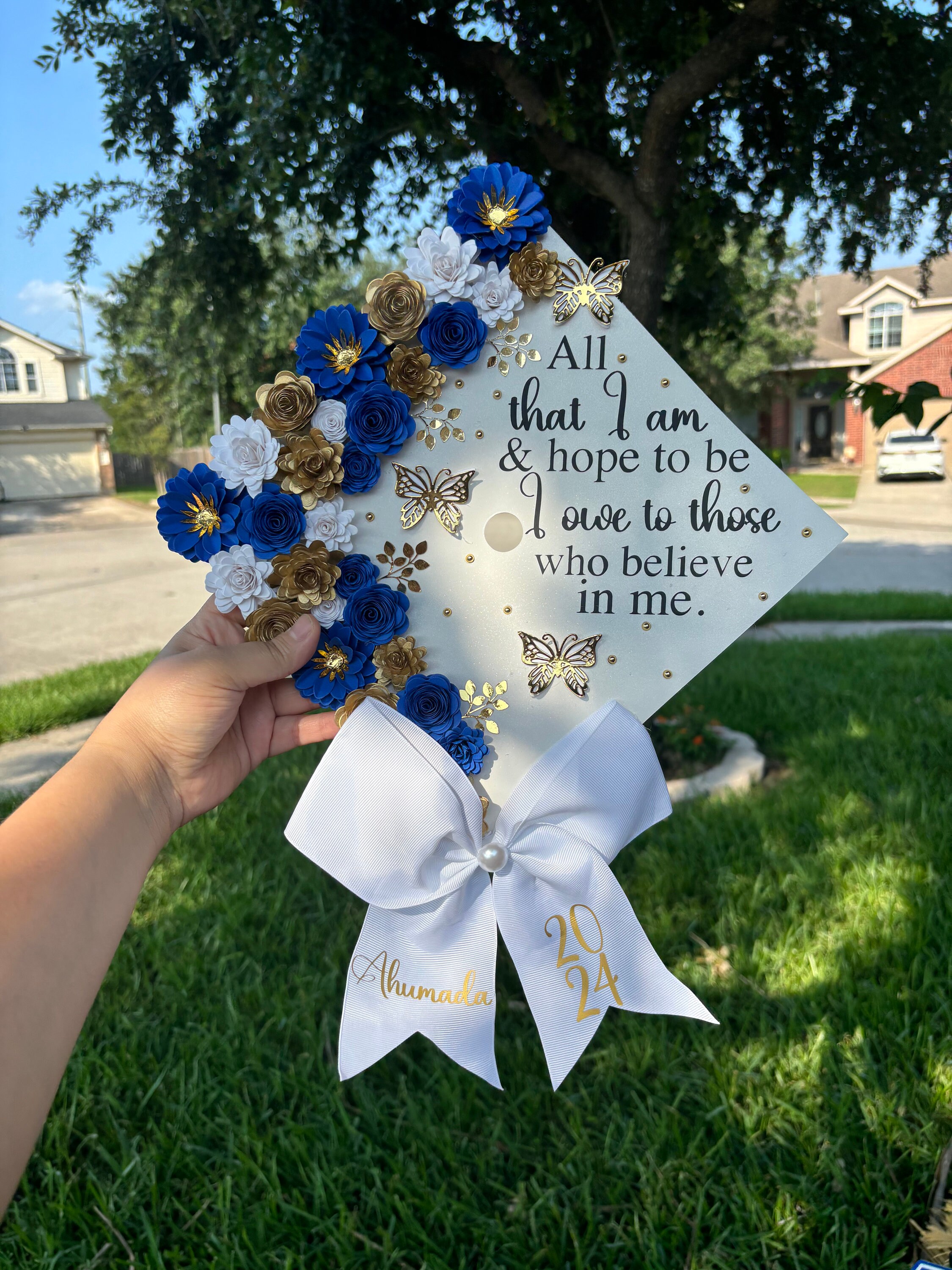 Graduation Cap Grad Cap Graduation Decor Class of 2024 Paper Flowers ...