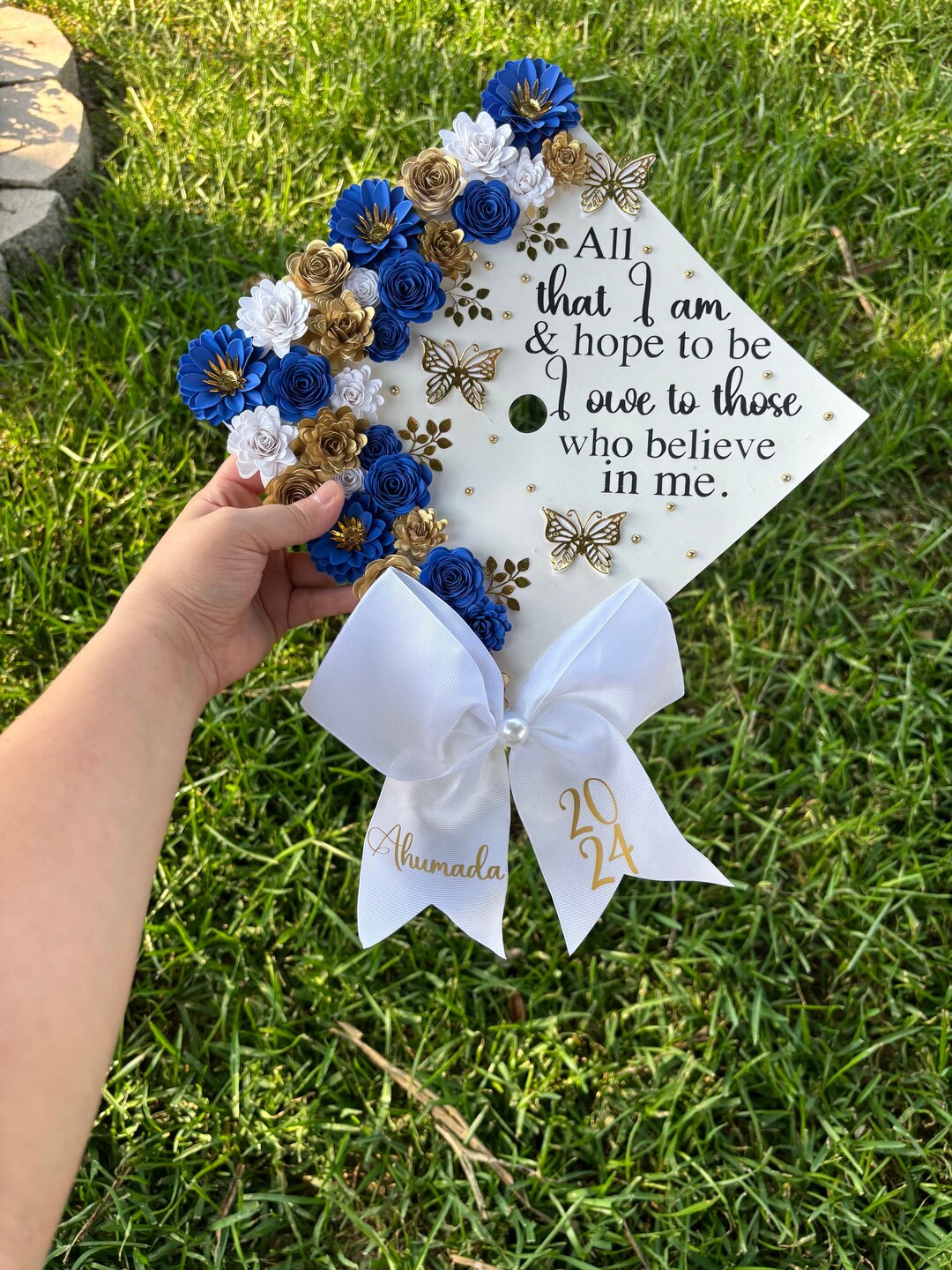 Graduation Cap Grad Cap Graduation Decor Class of 2024 Paper Flowers ...
