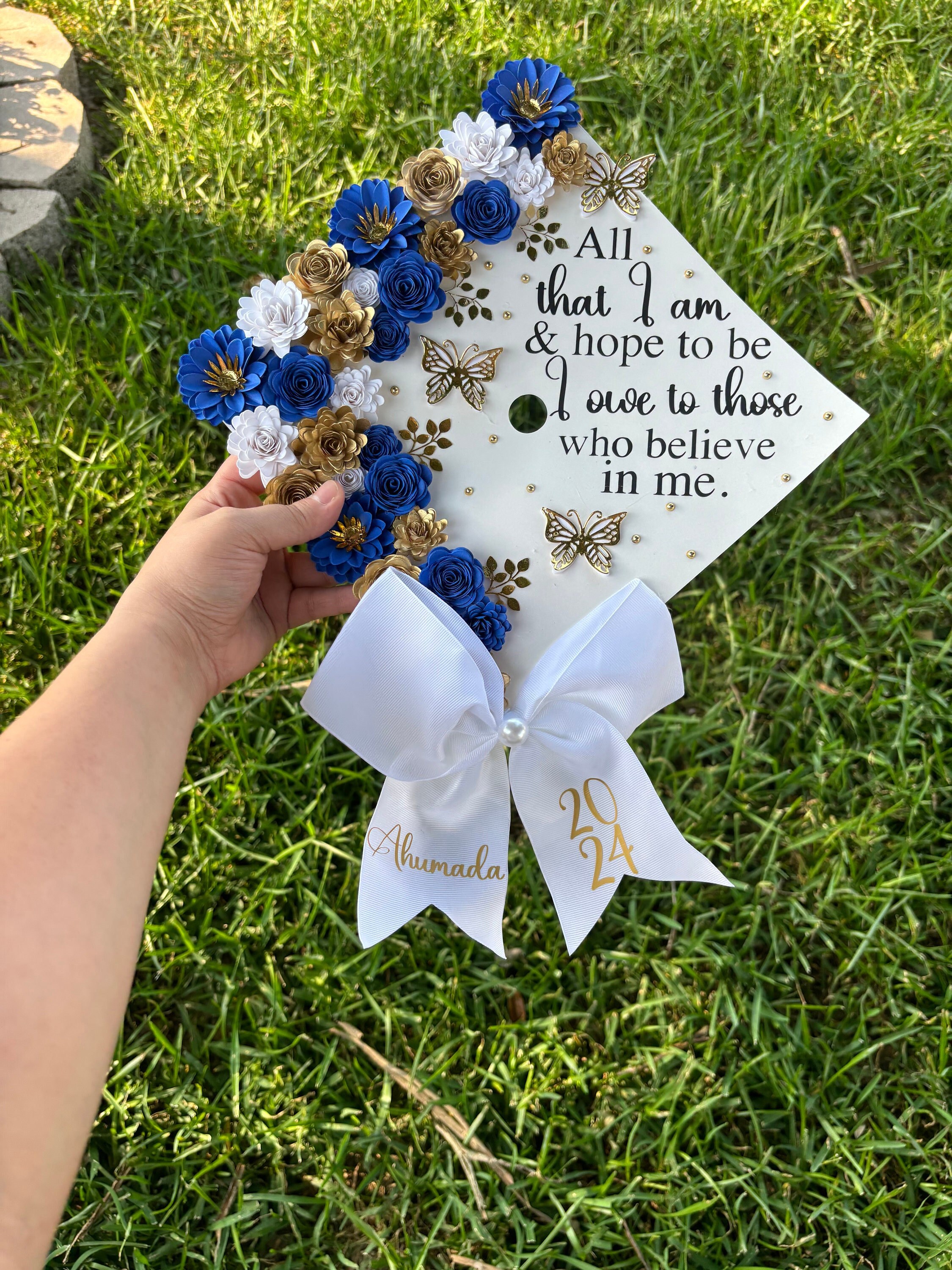 Graduation Cap Grad Cap Graduation Decor Class of 2024 Paper Flowers ...