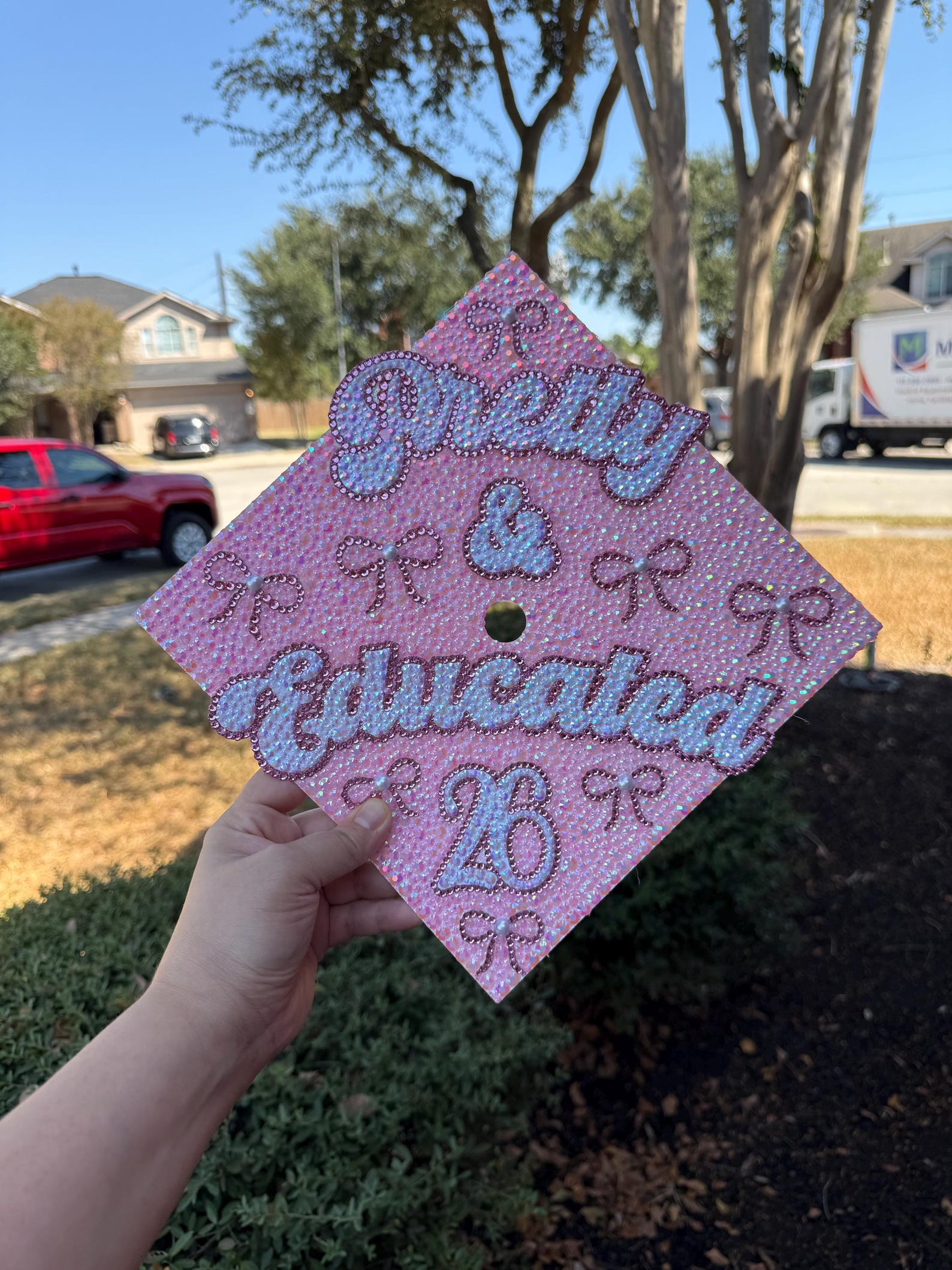 Coquette Pretty & Educated Cap Bedazzled Bling Rhinestone Grad Cap ...