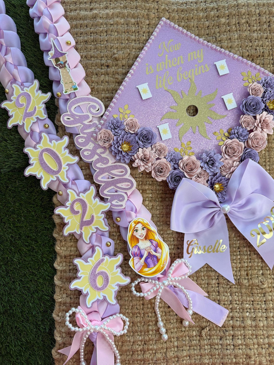 Purple Princess Bundle Graduation Cap and Lei Class of 2026 Kinder and ...