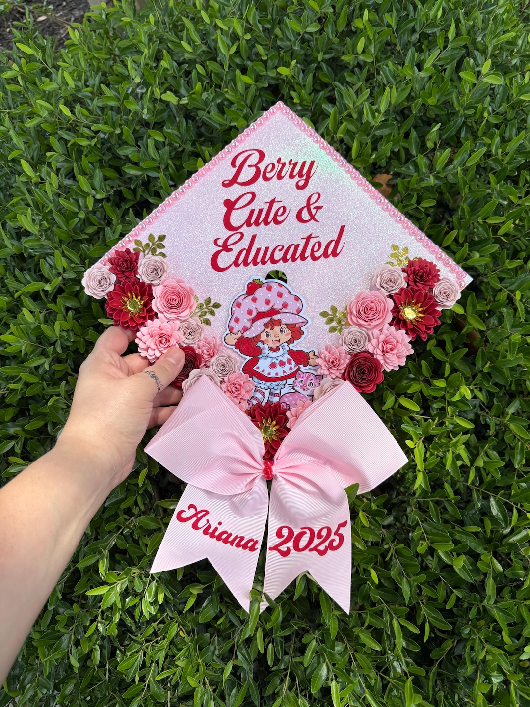 Berry Cute and Educated Graduation Cap Topper Graduation Topper Custom ...