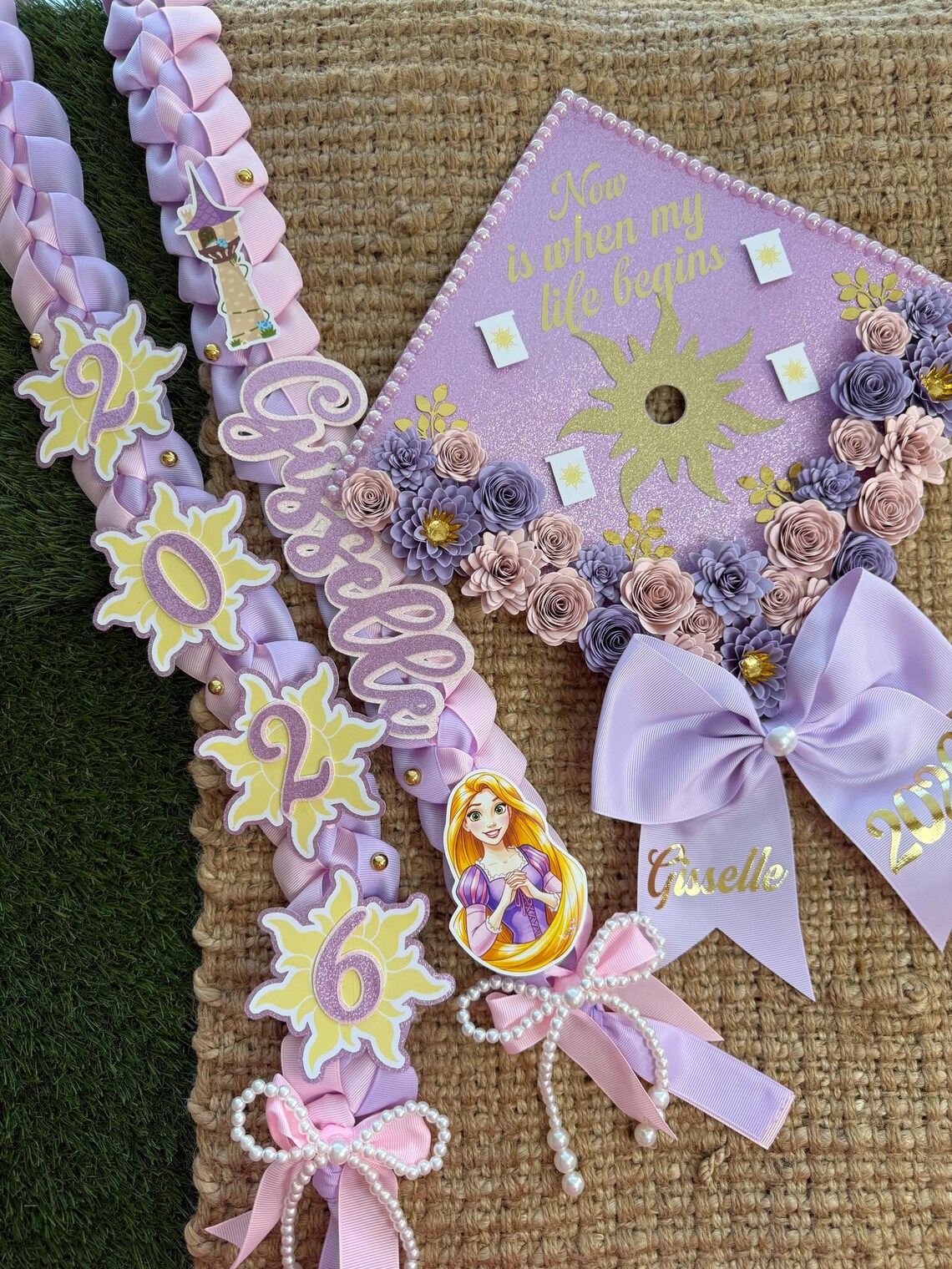Purple Princess Bundle Graduation Cap and Lei Class of 2026 Kinder and ...
