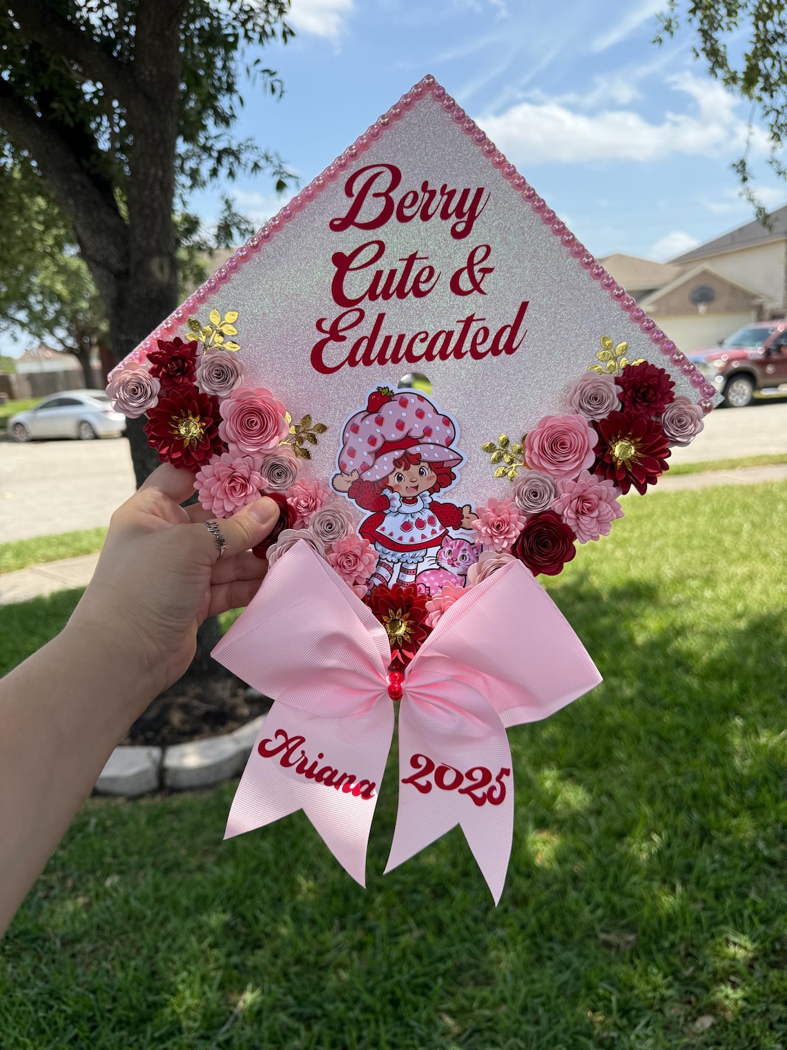 Berry Cute and Educated Graduation Cap Topper Graduation Topper Custom ...
