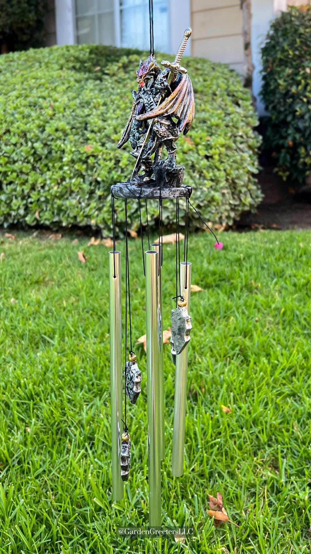 Dragon Warrior Sword Wind Chime: Chromatic Metal Garden & Patio Decor ...