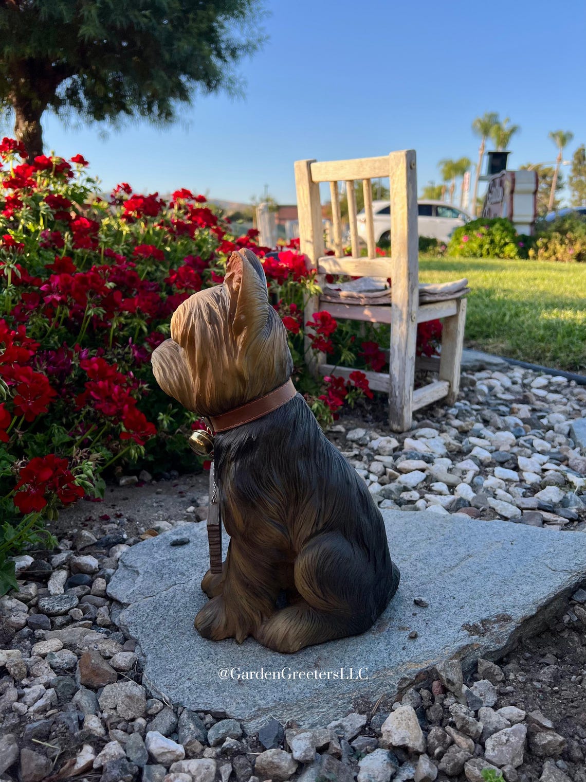 Yorkie Dog Statue With Reversible Sign: Indoor/outdoor Garden & Patio ...