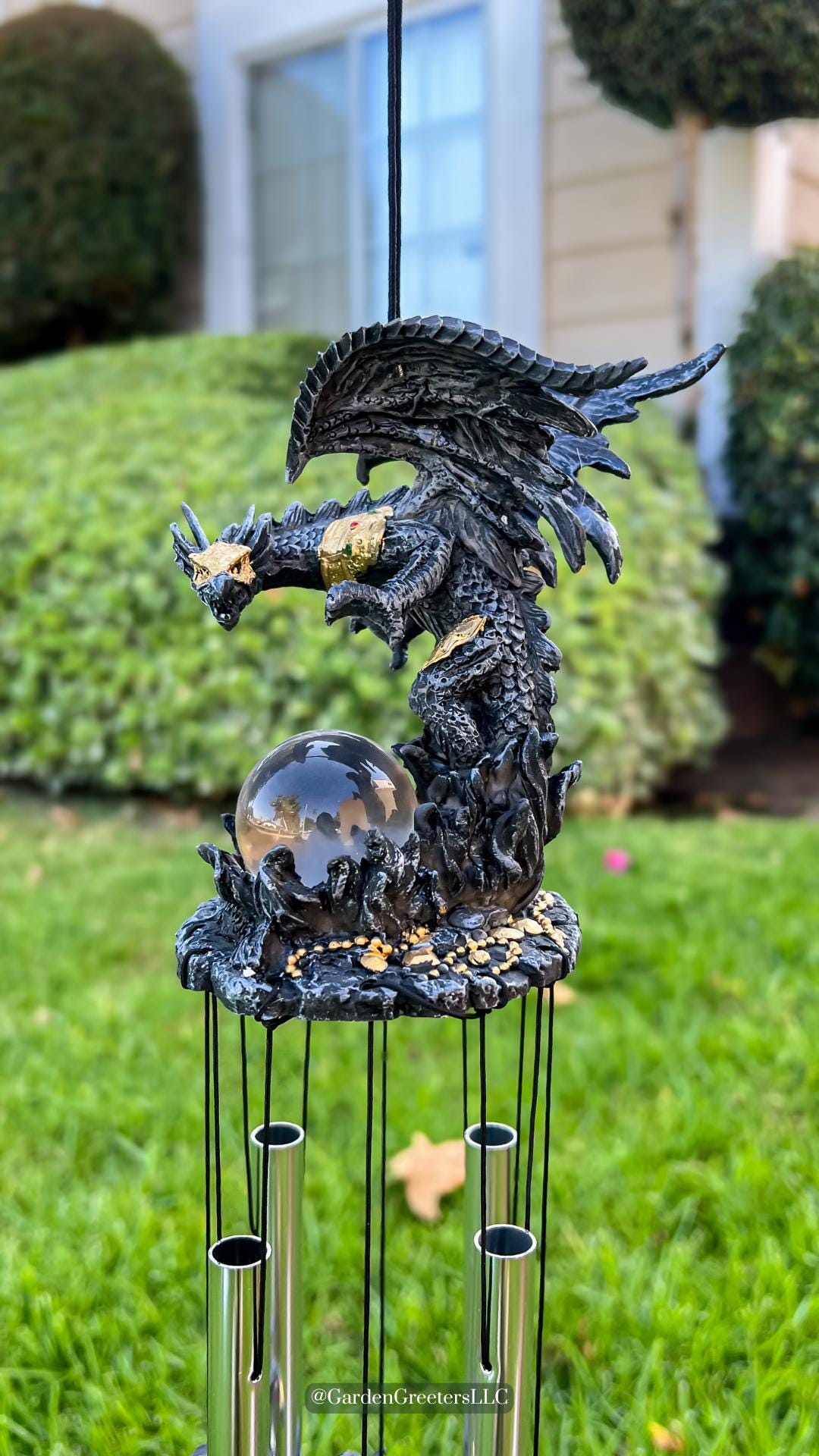 Crystal Ball Dragon Wind Chime: Fantasy Garden & Patio Decor or Gift - Etsy