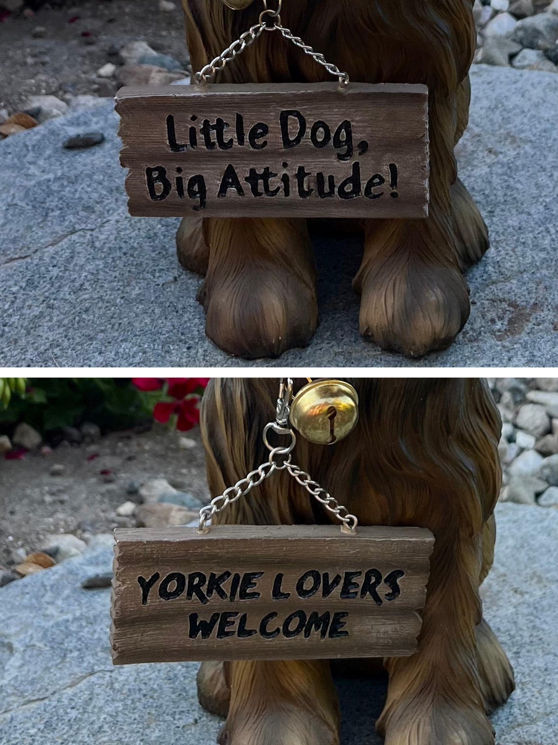 Yorkie Dog Statue With Reversible Sign: Indoor/outdoor Garden & Patio ...