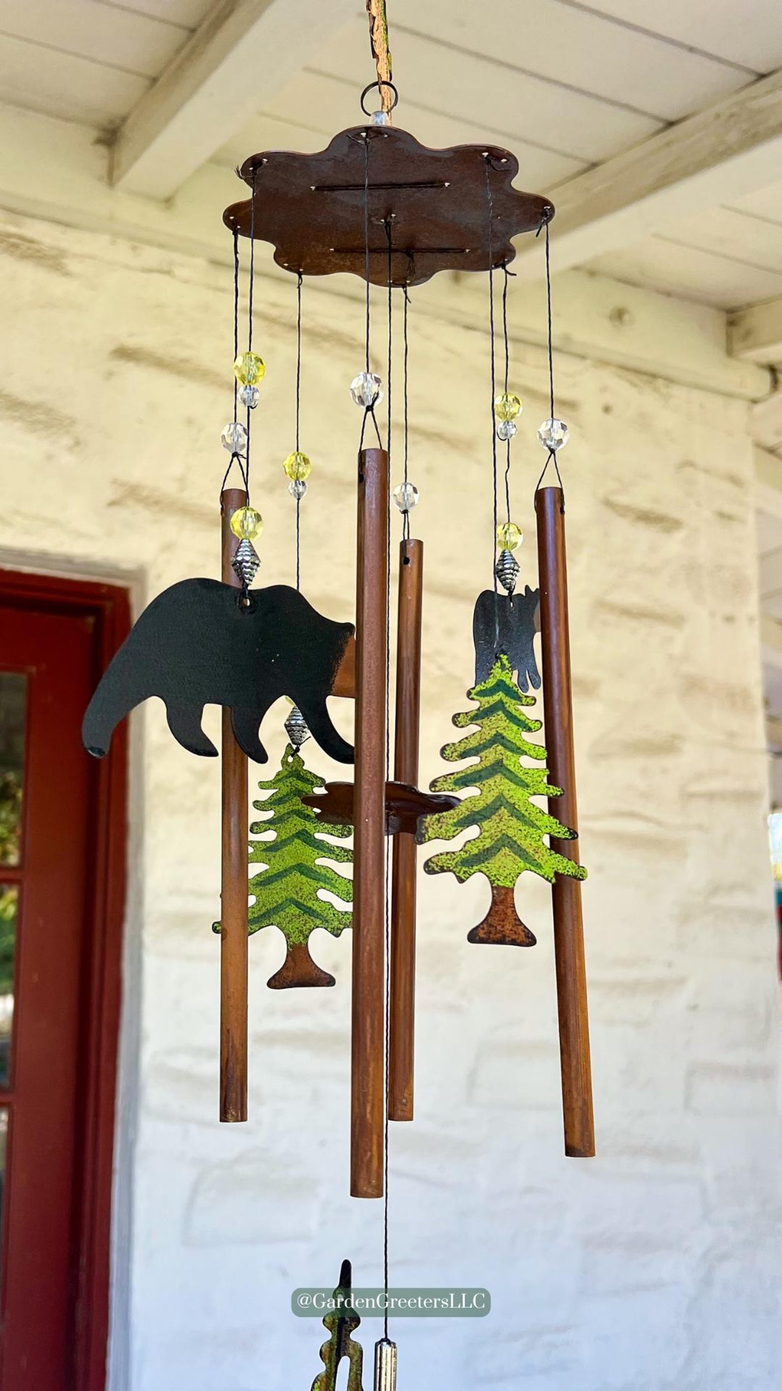 Rustic Black Bear Wind Chimes: Forest Cabin Garden & Patio Decor or ...