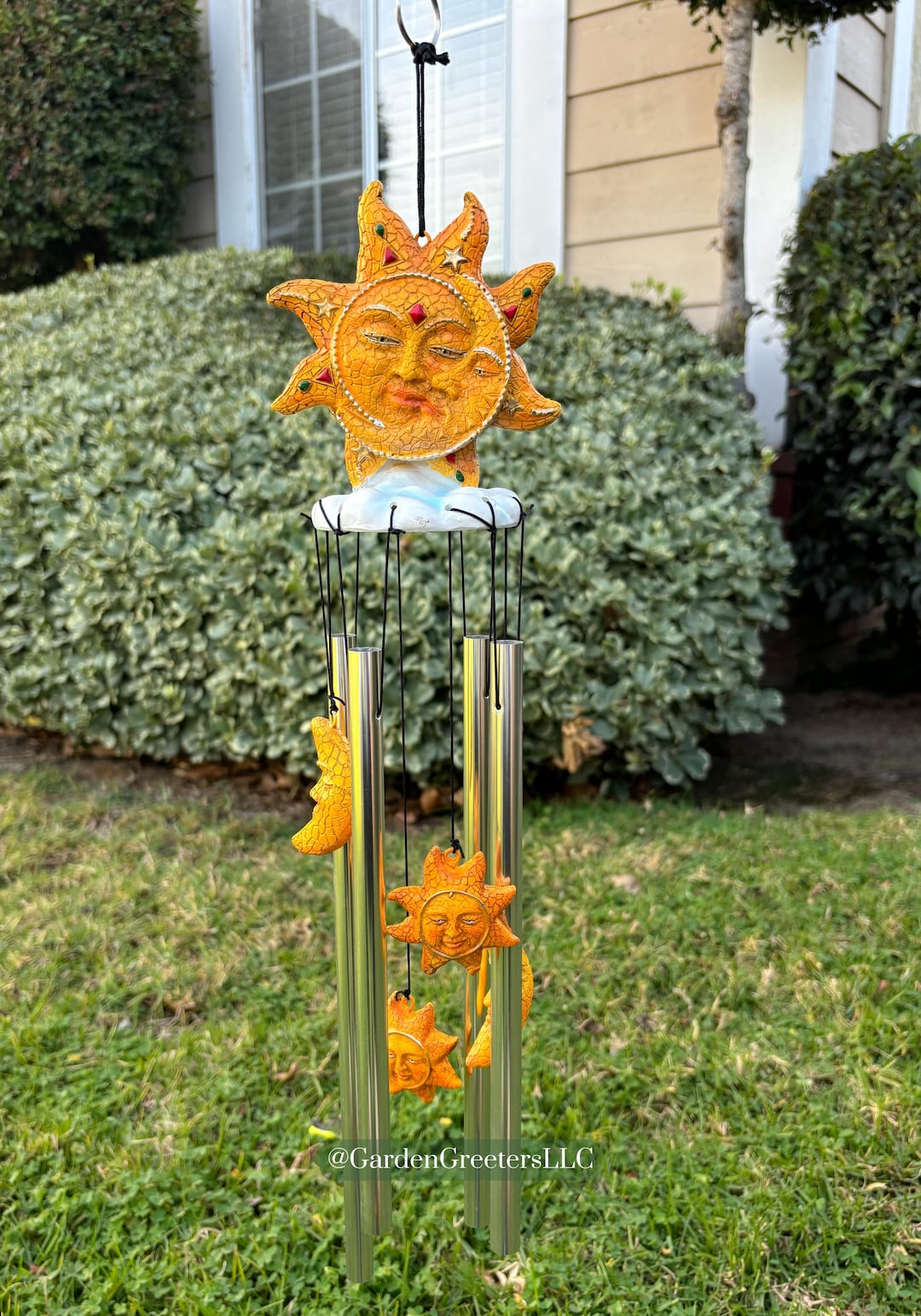 Mosaic Sun and Moon Wind Chime: Helios Garden & Patio Decor or Gift - Etsy