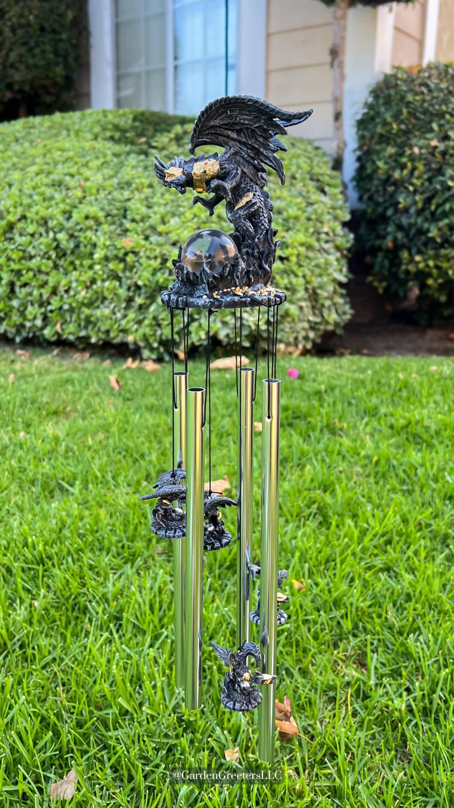 Crystal Ball Dragon Wind Chime: Fantasy Garden & Patio Decor or Gift - Etsy