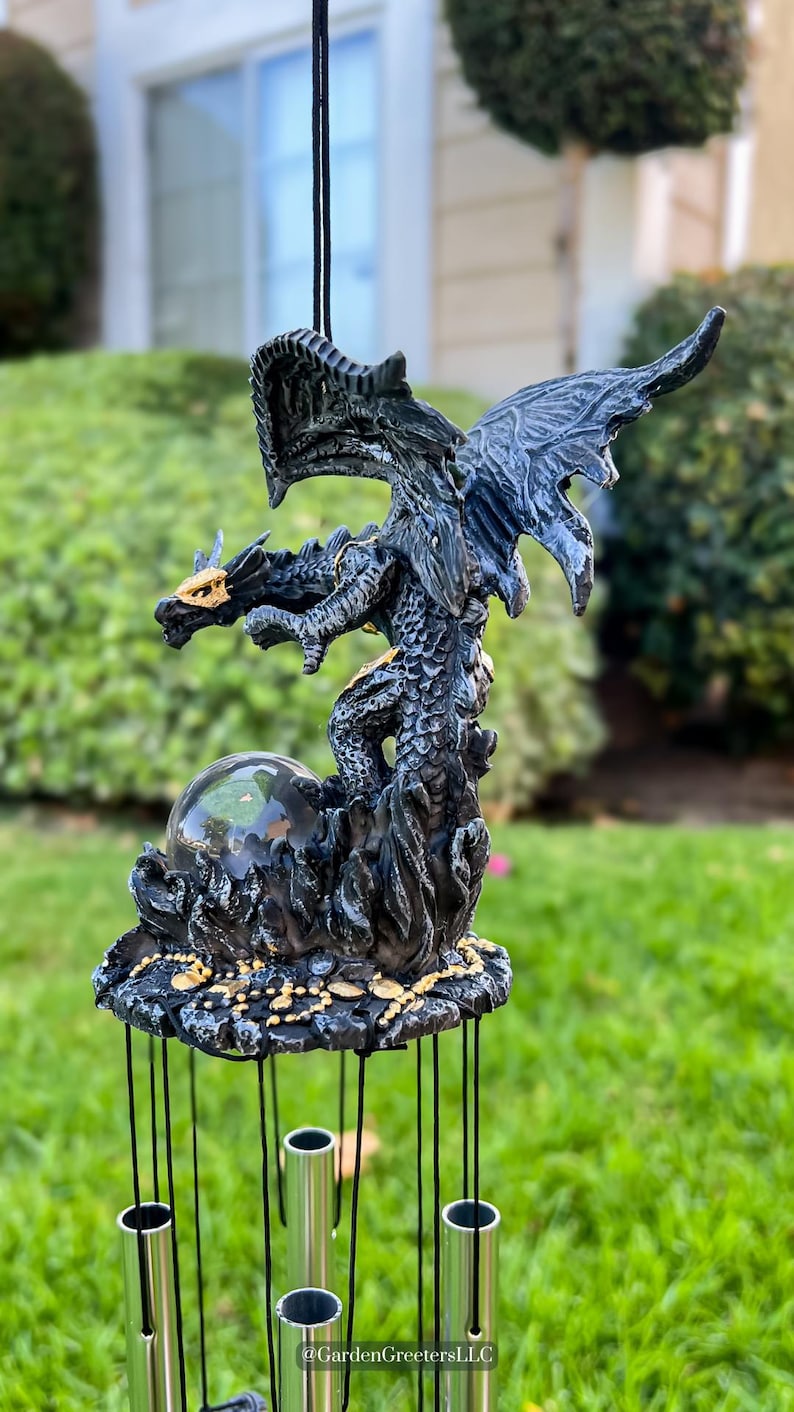 Crystal Ball Dragon Wind Chime: Fantasy Garden & Patio Decor or Gift - Etsy